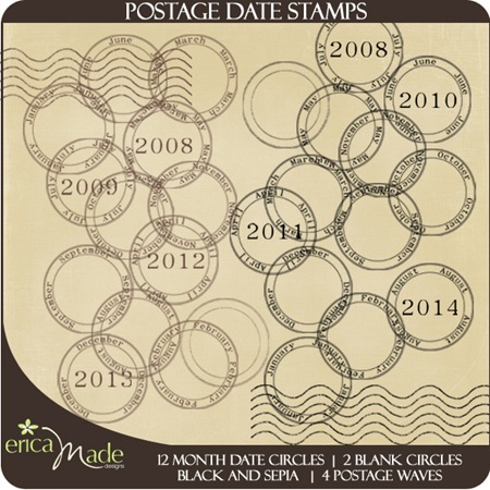 Digital Scrapbook Postage Date Stamps - Confessions of a Homeschooler